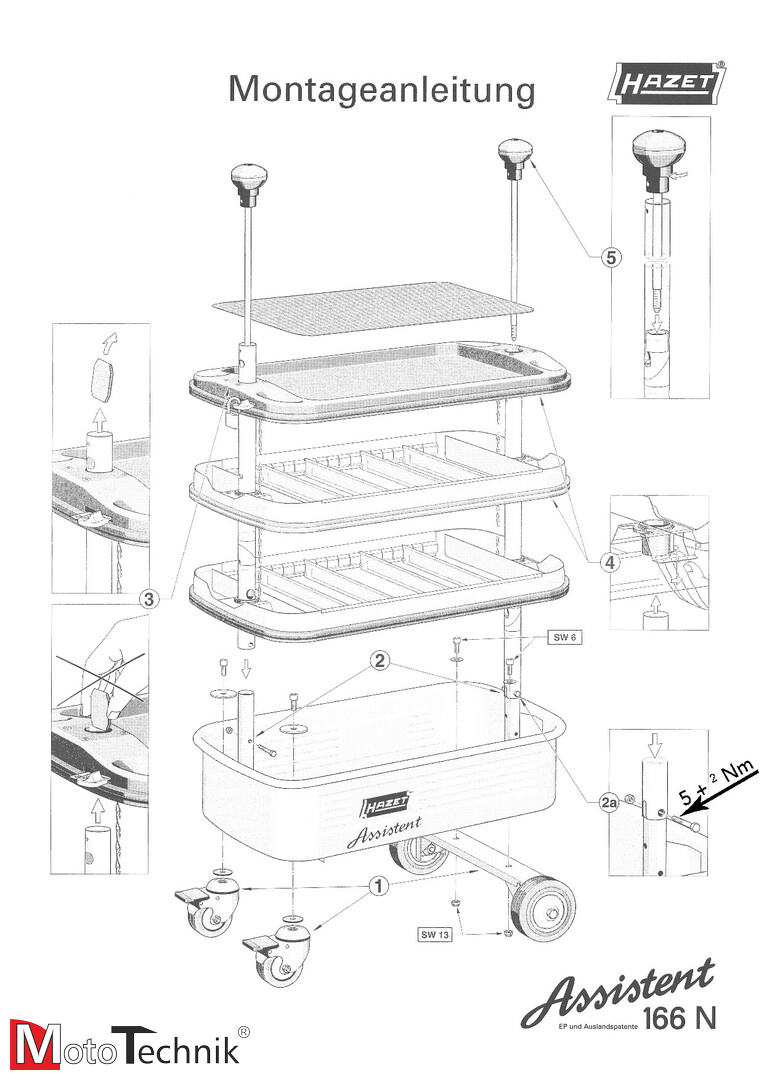 Wózek narzędziowy, montażowy HAZET 166N w Hazet - MotoTechnik Technika Warsztatowa & Serwis